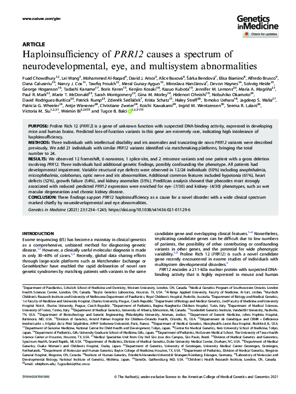 (PDF) Haploinsufficiency of PRR12 causes a spectrum of ...