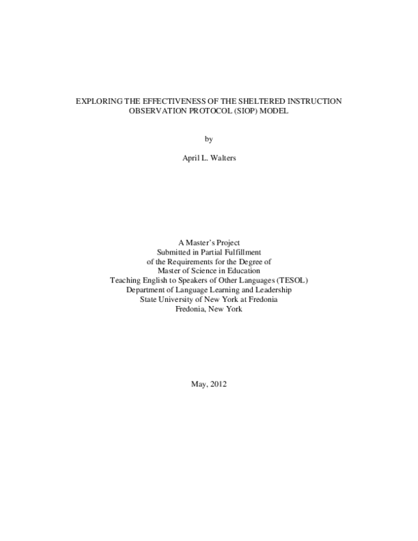 (PDF) Exploring the effectiveness of the Sheltered Instruction ...