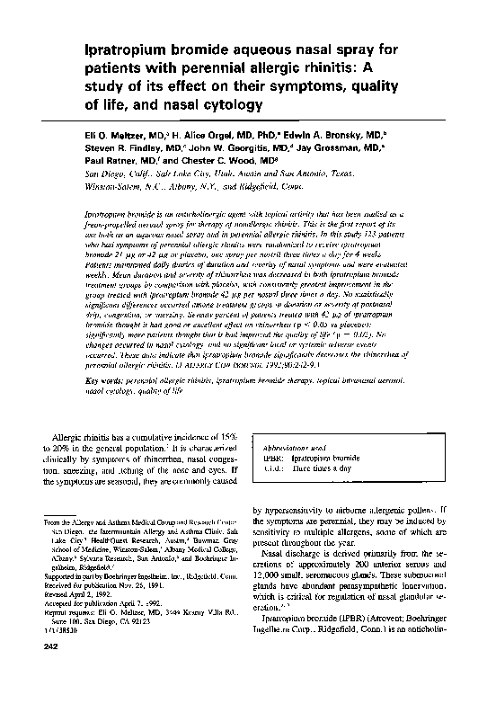 (PDF) Ipratropium bromide aqueous nasal spray for patients with ...
