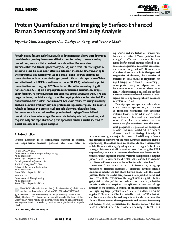 (PDF) Protein Quantification and Imaging by Surface‐Enhanced Raman ...