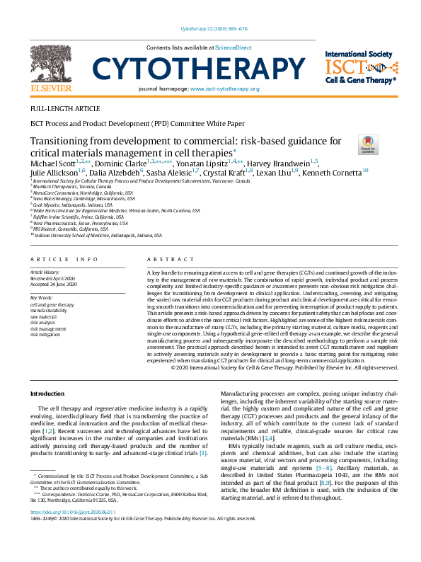 (PDF) Transitioning from development to commercial: risk-based guidance ...