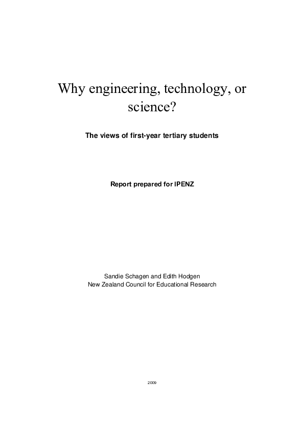 (PDF) Why engineering, technology, or science? The views of first-year ...