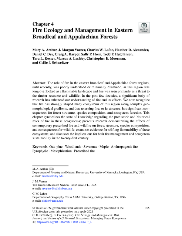 (PDF) Fire Ecology and Management in Eastern Broadleaf and Appalachian ...