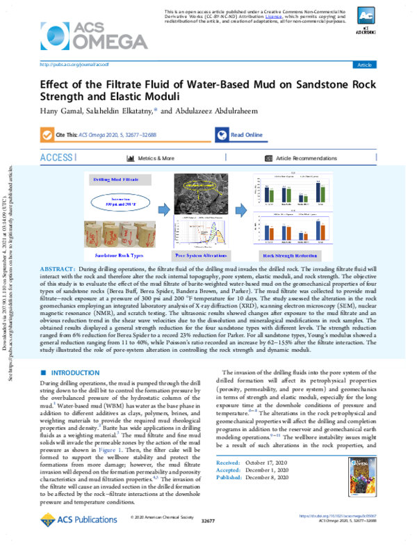 (PDF) Effect of the Filtrate Fluid of Water-Based Mud on Sandstone Rock ...