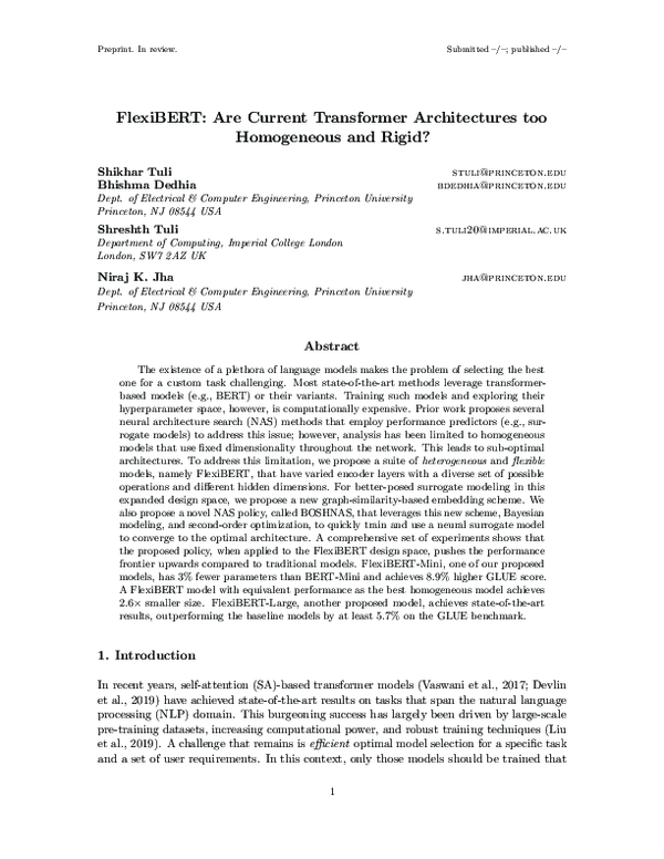(PDF) FlexiBERT: Are Current Transformer Architectures too Homogeneous ...