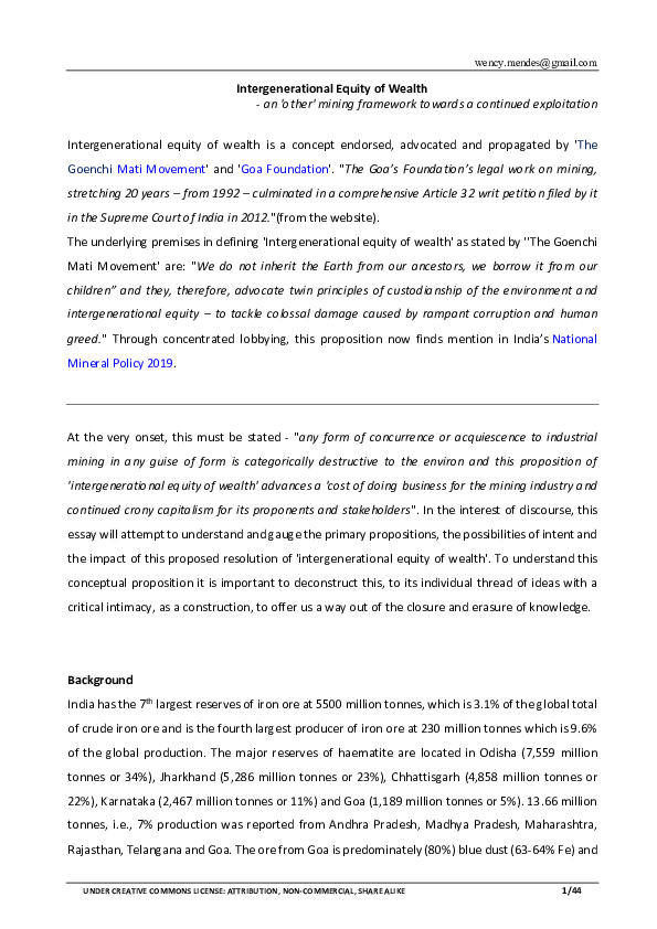 (PDF) Intergenerational Equity of Wealth - an exploitative framework