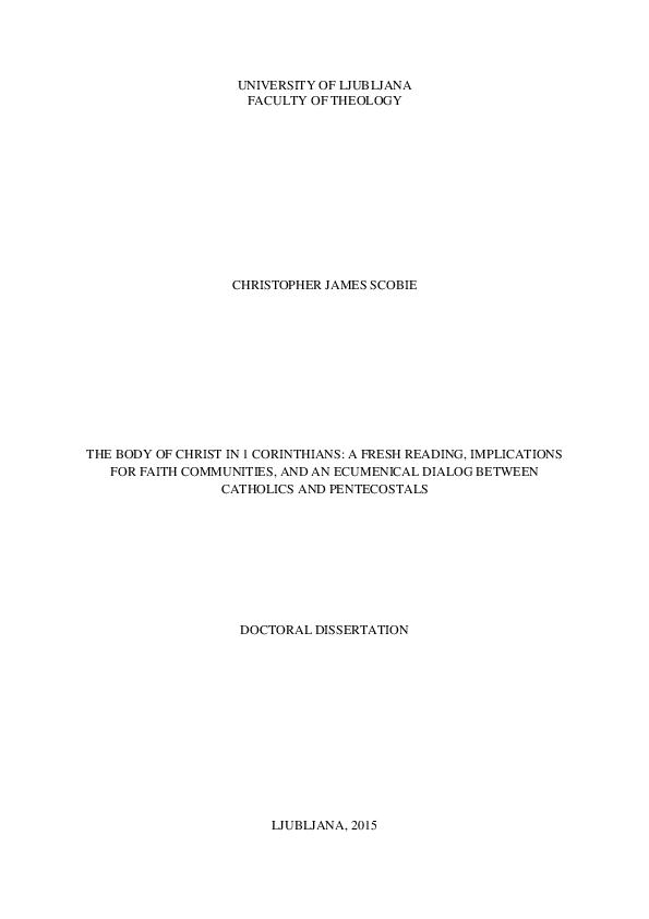(PDF) The body of Christ in 1 Corinthians