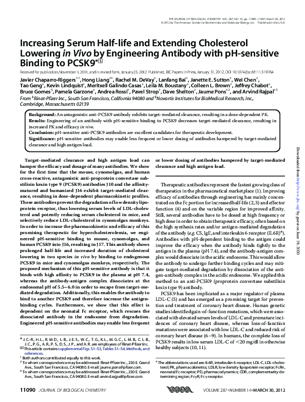 (PDF) Increasing Serum Half-life and Extending Cholesterol Lowering in ...