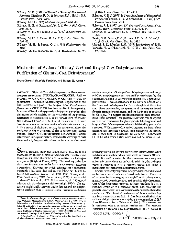 (PDF) Mechanism of action of glutaryl-CoA and butyryl-CoA ...