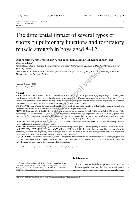 (PDF) The differential impact of several types of sports on pulmonary ...