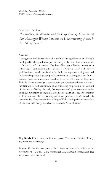 (PDF) Conversion, Justification, and the Experience of Grace in the ...