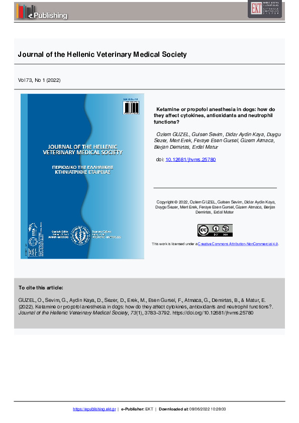 (PDF) Ketamine or propofol anesthesia in dogs: how do they affect ...