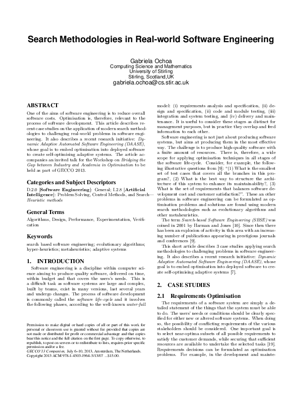 (PDF) Search methodologies in real-world software engineering