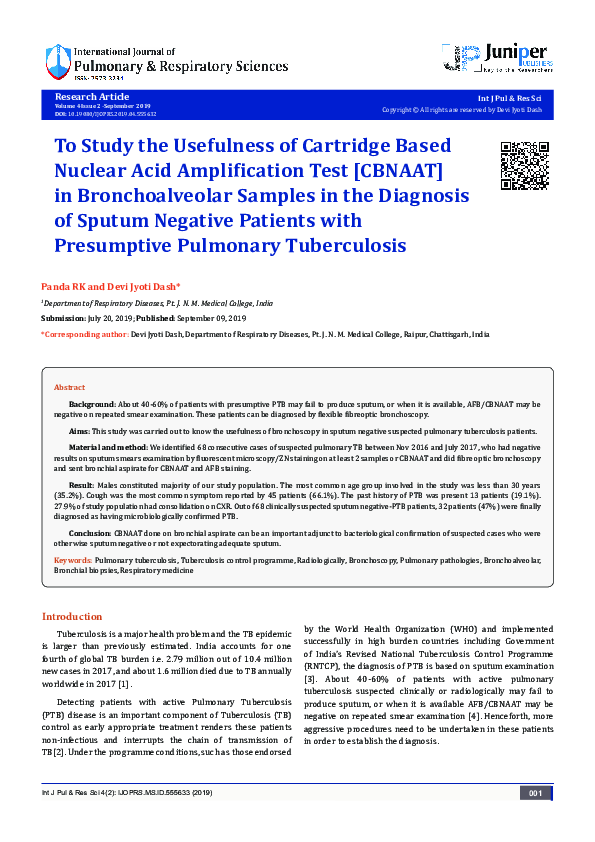 (PDF) To Study the Usefulness of Cartridge Based Nuclear Acid ...