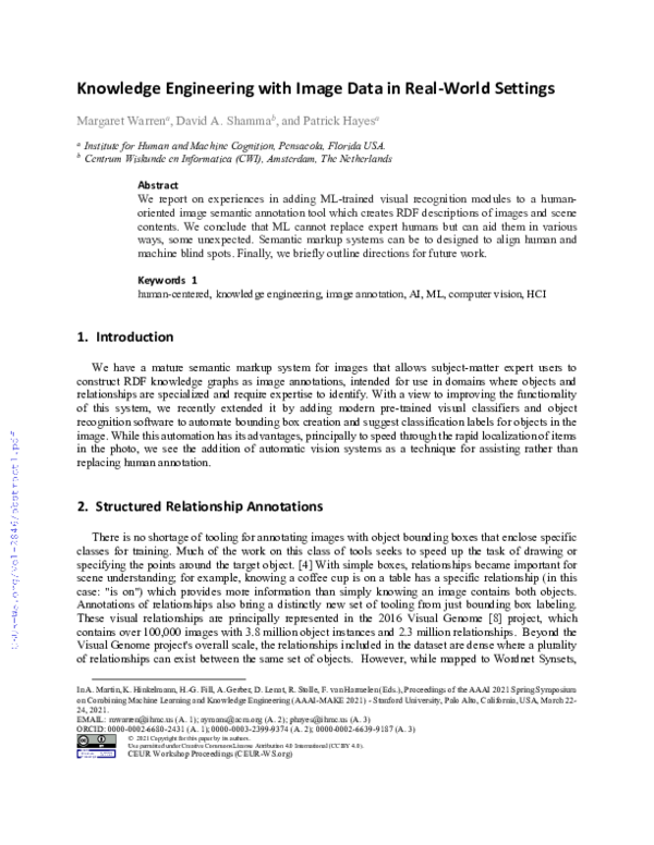 (PDF) Knowledge Engineering with Image Data in Real-World Settings | Margaret Warren - Academia.edu