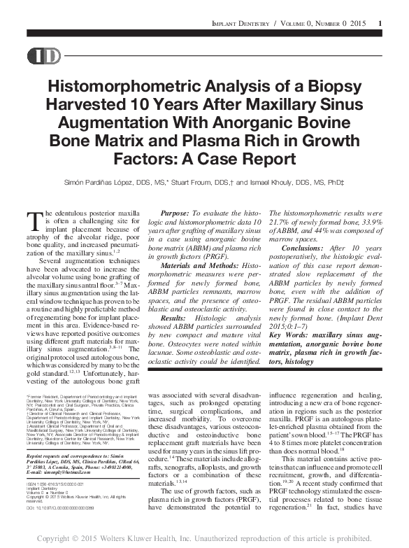 (PDF) Histomorphometric Analysis of a Biopsy Harvested 10 Years After ...