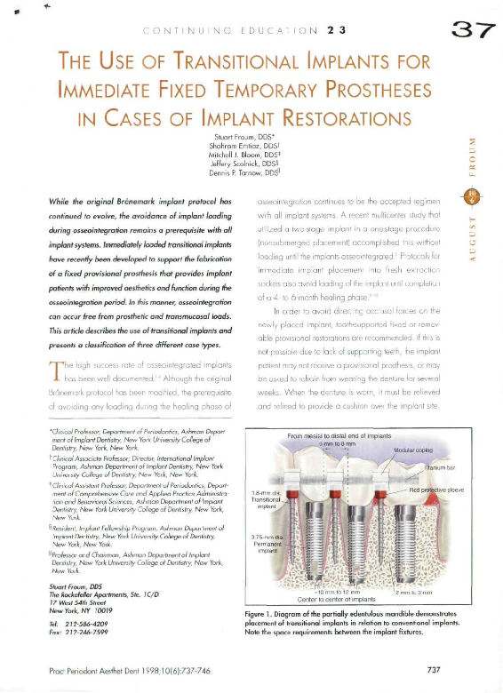 (PDF) The use of transitional implants for immediate fixed temporary ...
