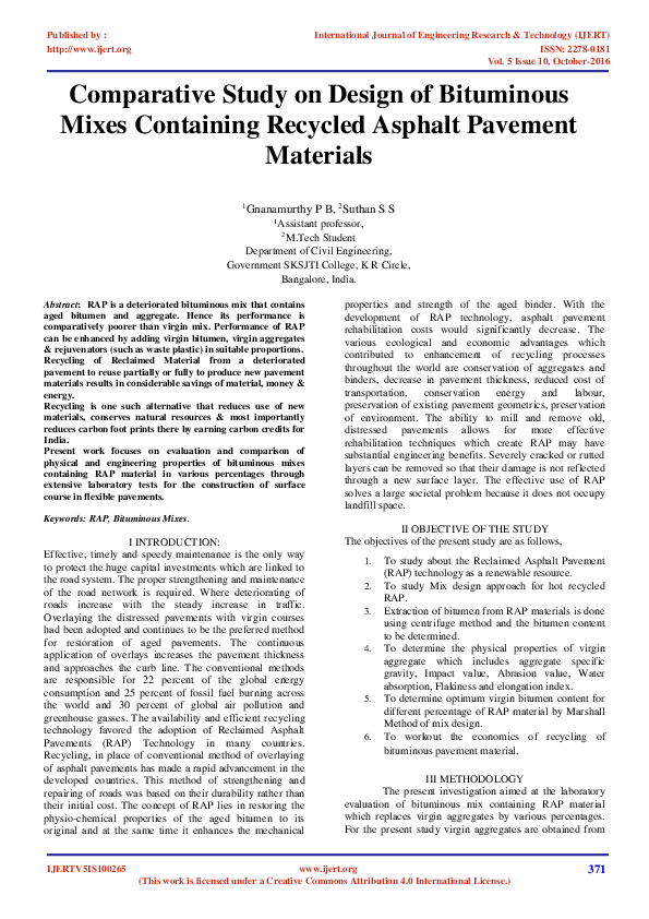Comparative Study on Design of Bituminous Mixes Containing Recycled ...