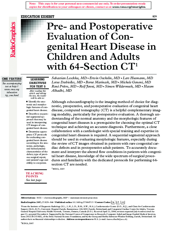 (PDF) Pre- and Postoperative Evaluation of Congenital Heart Disease in Children and Adults with ...