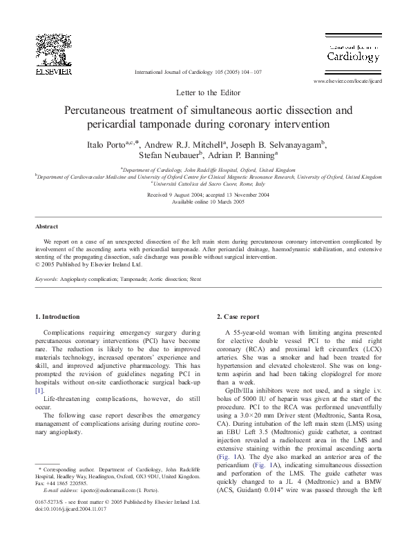 (PDF) Percutaneous treatment of simultaneous aortic dissection and ...