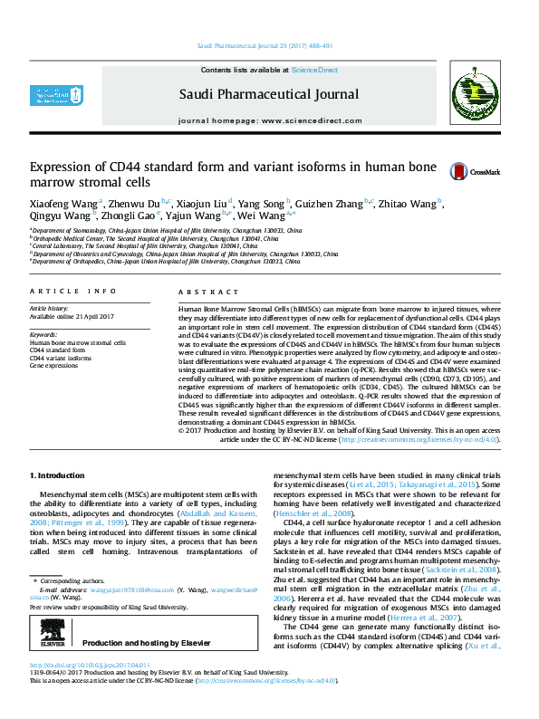 (PDF) Expression of CD44 standard form and variant isoforms in non ...