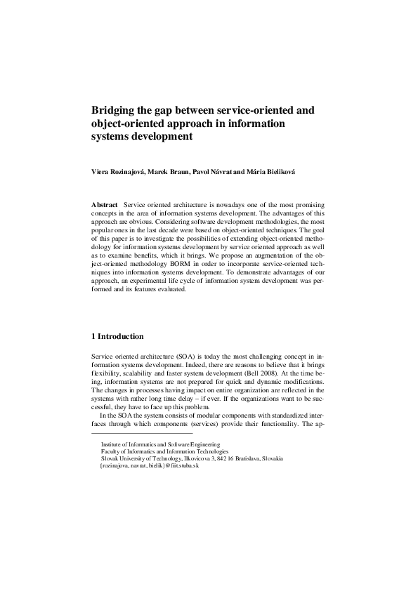 Pdf Bridging The Gap Between Service Oriented And Object Oriented Architectures In Information