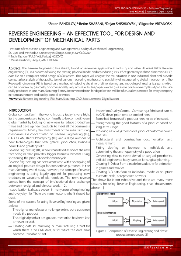 (PDF) Reverse Engineering – an Effective Tool for Design and Development of Mechanical Parts