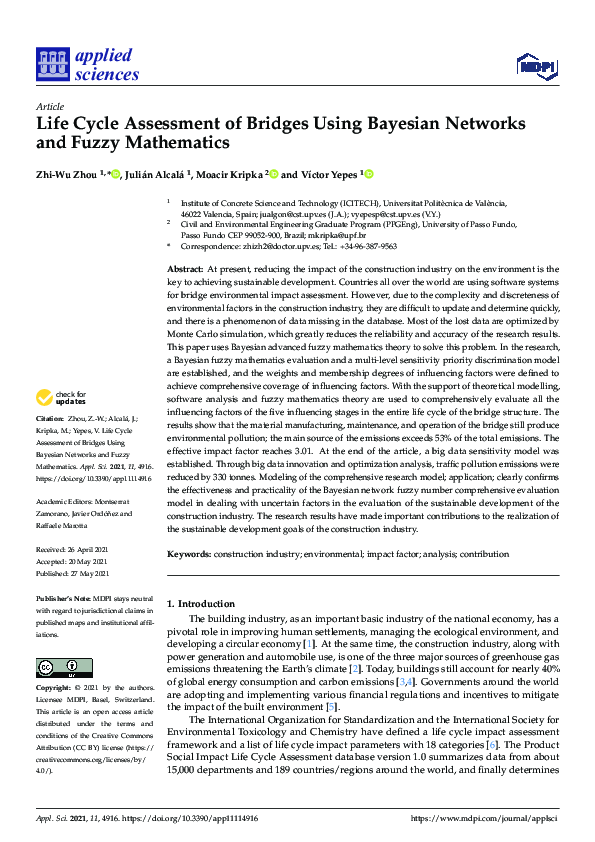 (PDF) Life Cycle Assessment of Bridges Using Bayesian Networks and Fuzzy Mathematics