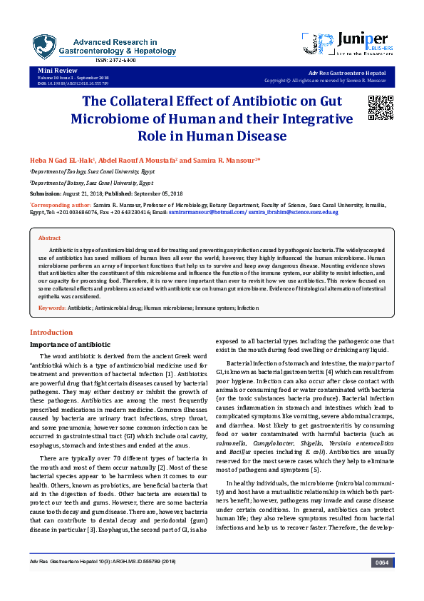 (PDF) The Collateral Effect of Antibiotic on Gut Microbiome of Human and their Integrative Role ...
