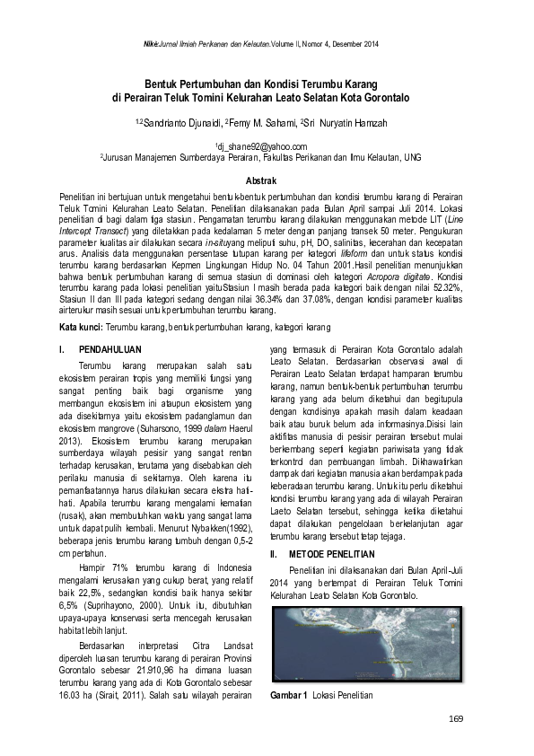 (PDF) Bentuk Pertumbuhan dan Kondisi Terumbu Karang di Perairan Teluk ...