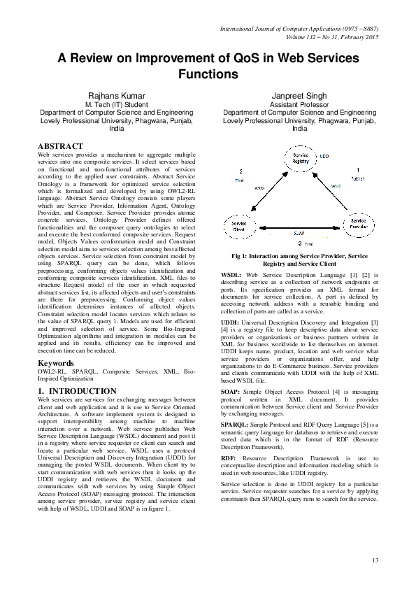 (PDF) A Review on Improvement of QoS in Web Services Functions