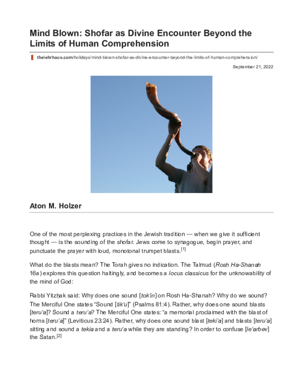 (PDF) Mind Blown: Shofar as Divine Encounter Beyond the Limits of Human ...