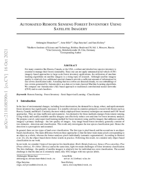 (PDF) Automated Remote Sensing Forest Inventory Using Satelite Imagery