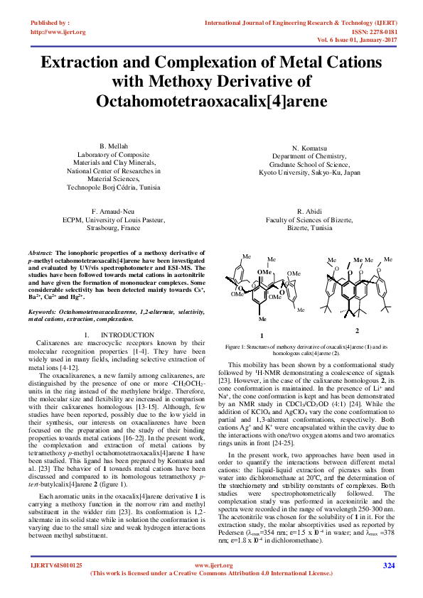 (PDF) Complexation of metal ions by ethylester derivative of p ...