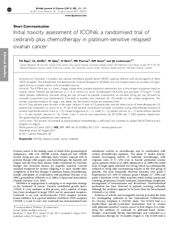 (PDF) Initial toxicity assessment of ICON6: a randomised trial of ...