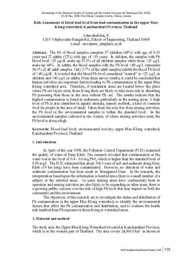 (PDF) Risk Assessment of Blood Lead Level from Lead Contamination in ...