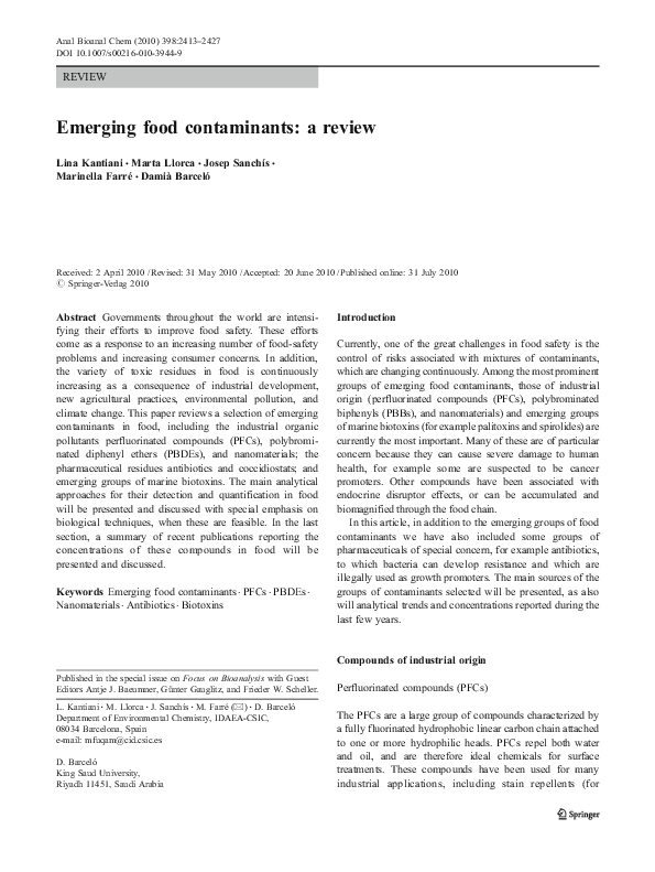 (PDF) Emerging food contaminants: a review