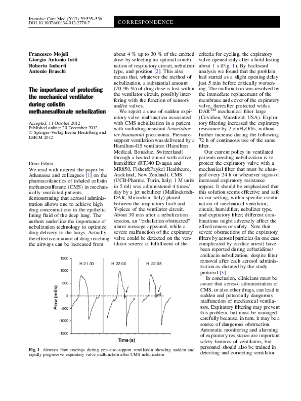 (PDF) The importance of protecting the mechanical ventilator during ...