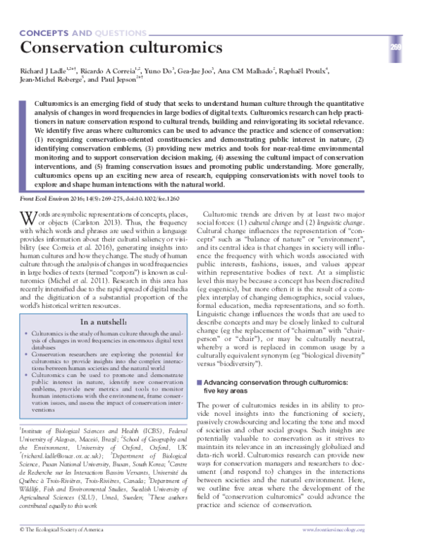 (PDF) Conservation culturomics