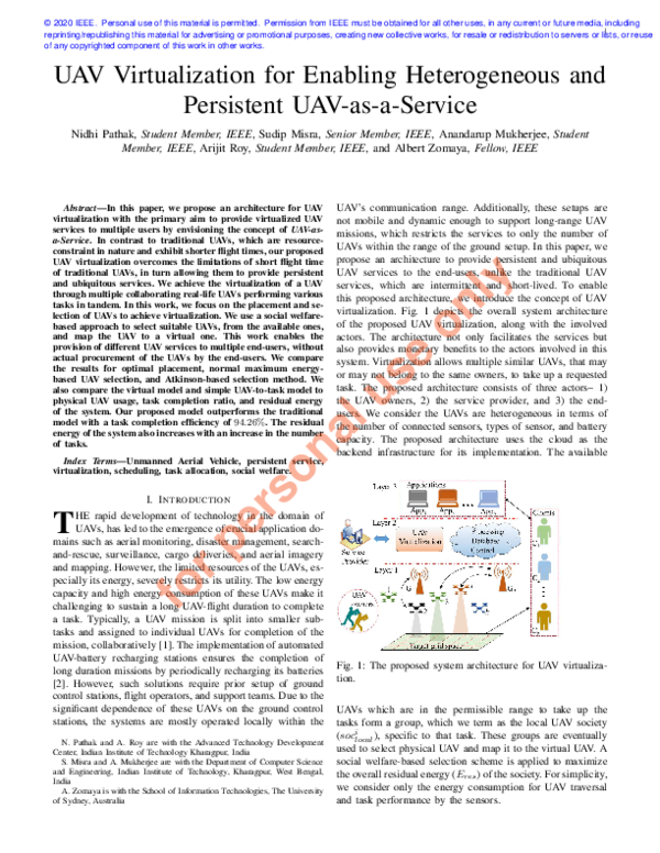 (PDF) UAV Virtualization for Enabling Heterogeneous and Persistent UAV-as-a-Service