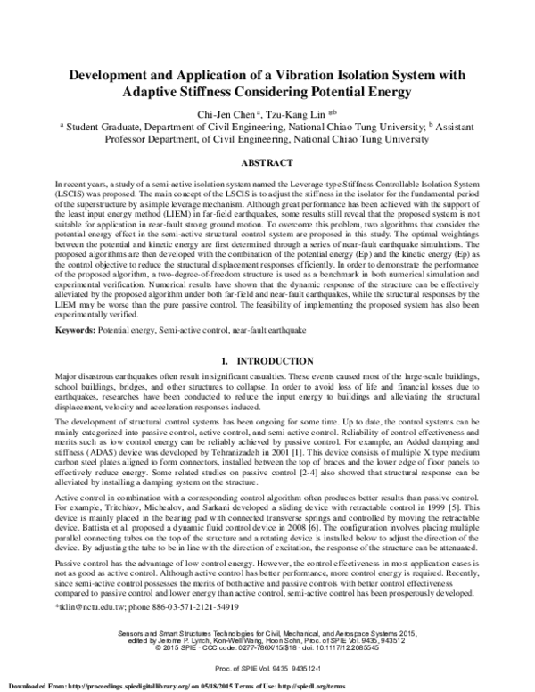 (PDF) Development and application of a vibration isolation system with ...