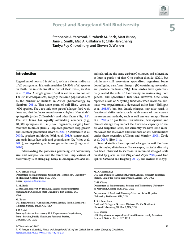 (PDF) Forest and Rangeland Soil Biodiversity