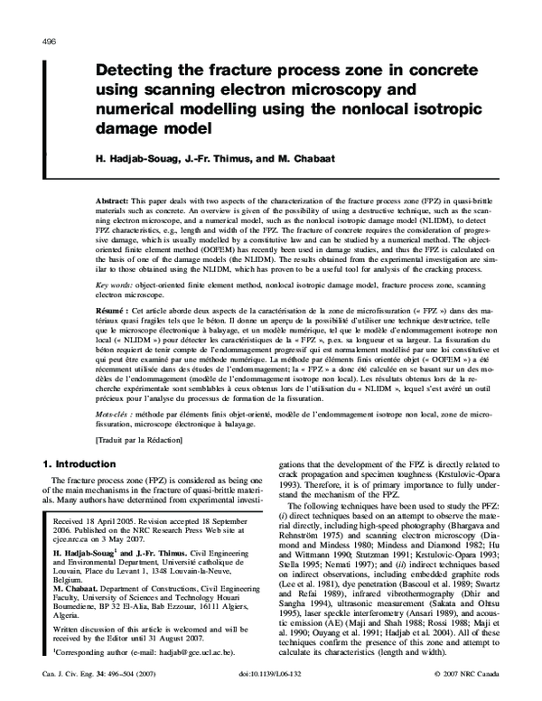(PDF) Detecting the fracture process zone in concrete using scanning electron microscopy and ...