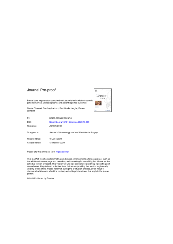 (PDF) Buccal bone regeneration combined with piezocision in adult ...