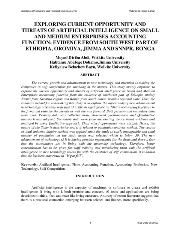 (PDF) Exploring Current Opportunity and Threats of Artificial ...