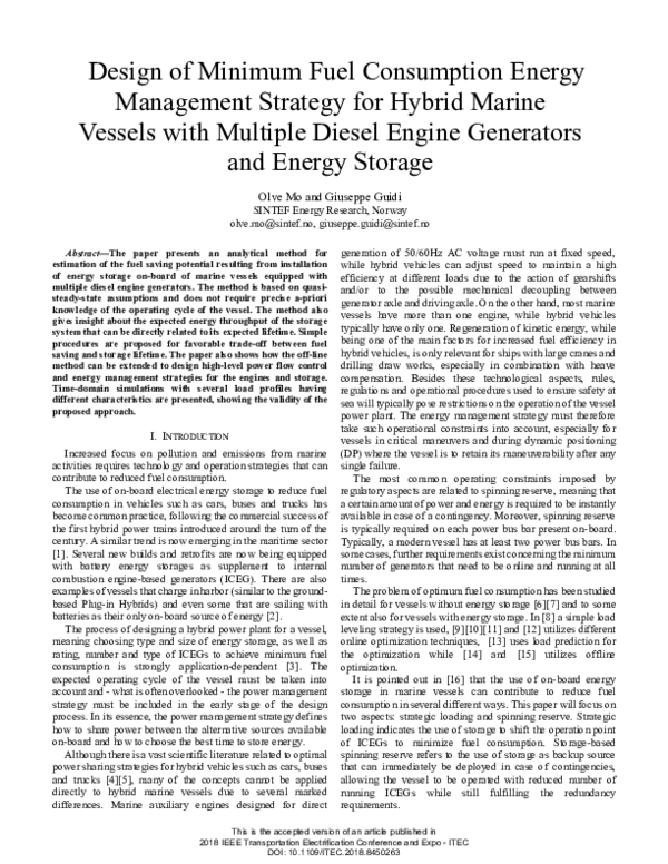 (PDF) Design of Minimum Fuel Consumption Energy Management Strategy for ...