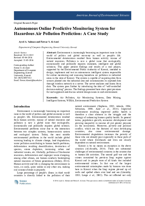 (PDF) Autonomous Online Predictive Monitoring System for Hazardous Air Pollution Prediction: A ...