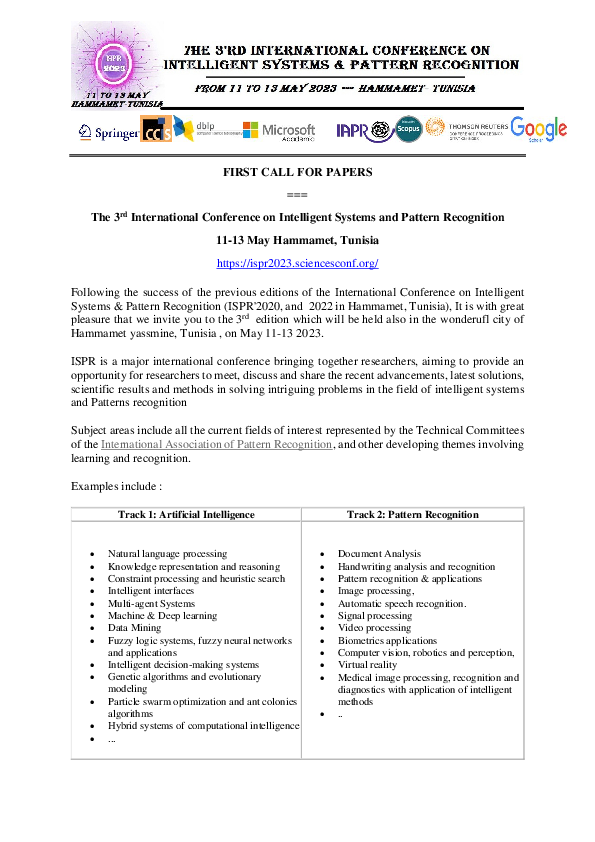 (PDF) First CFP ISPR'2023 | akram bennour - Academia.edu