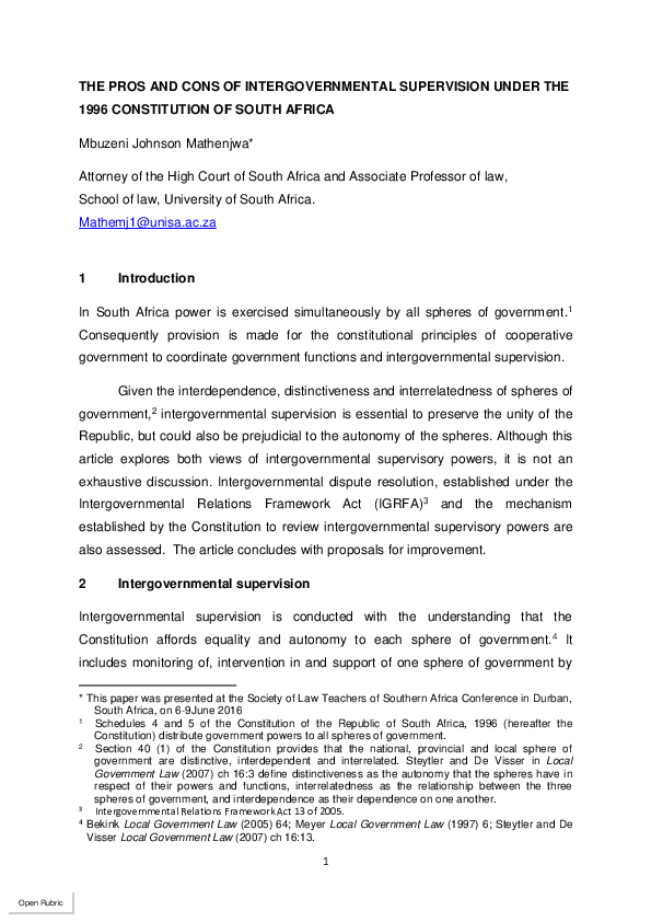 (PDF) The pros and cons of Intergovernmental Supervision under the 1996 ...