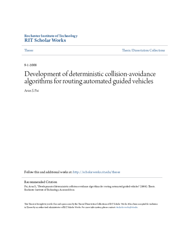 Pdf Development Of Deterministic Collision Avoidance Algorithms For